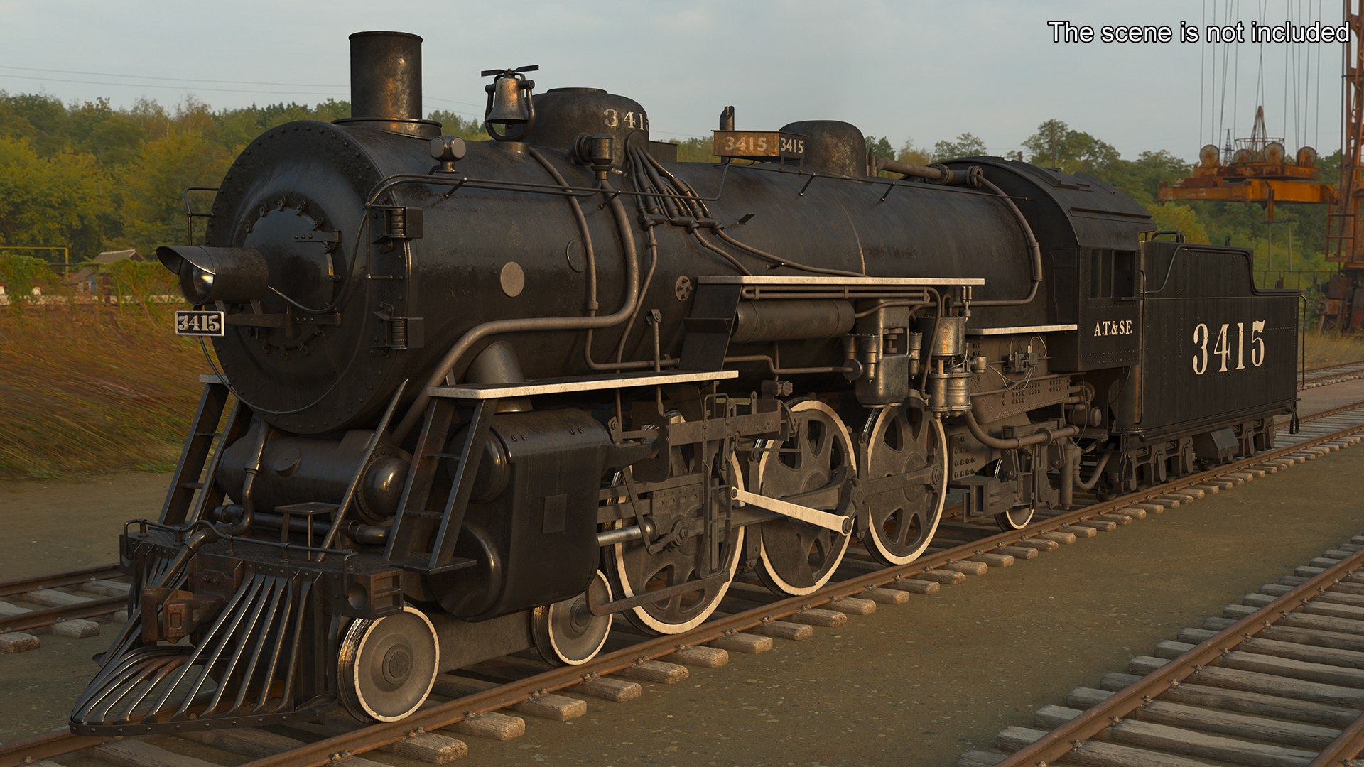 3D Model Vintage Steam Locomotive ATSF 3415 Rigged For Maya ...