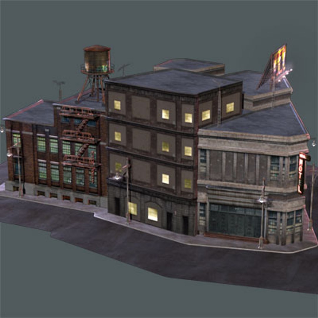 3d city block buildings