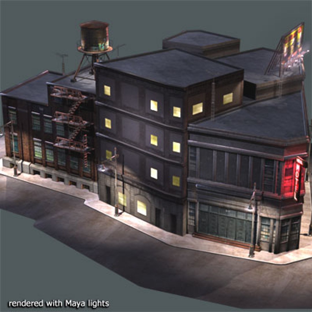 3d city block buildings