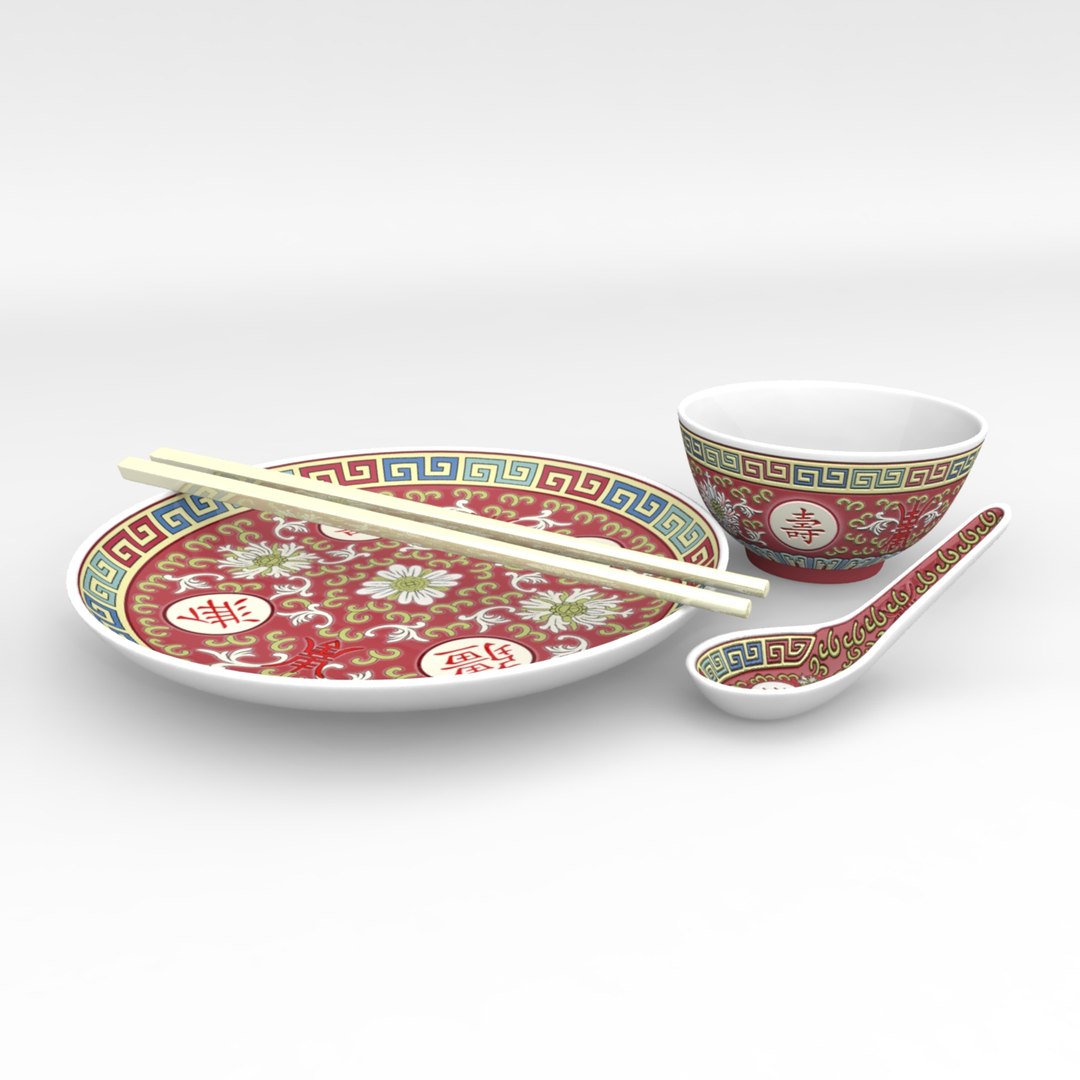 3d Traditional Chinese Porcelain Rice