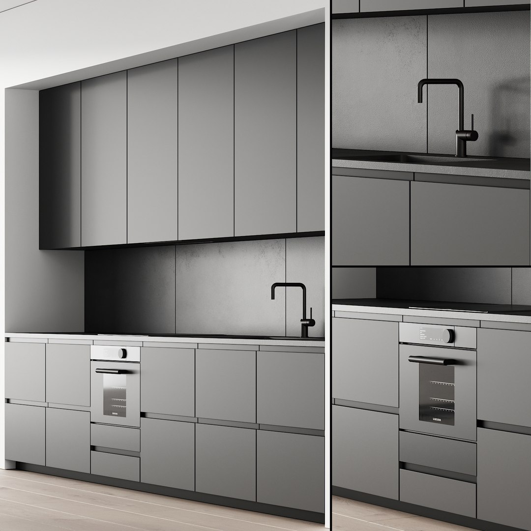 110 Modern Kitchen 07 Dark Minimal 3D Model - TurboSquid 2054108