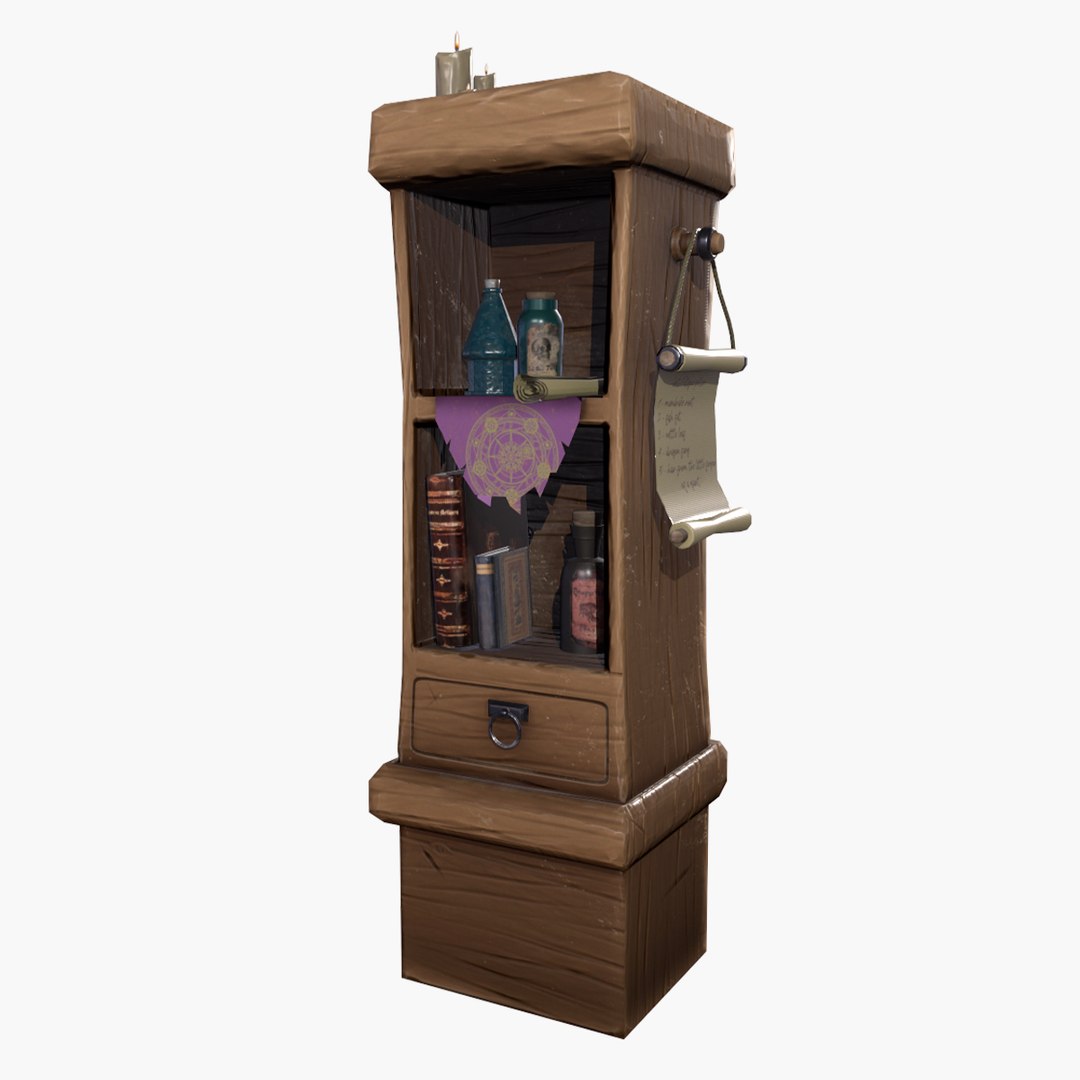 Stylized medieval cupboard with items gameready 3D model - TurboSquid ...