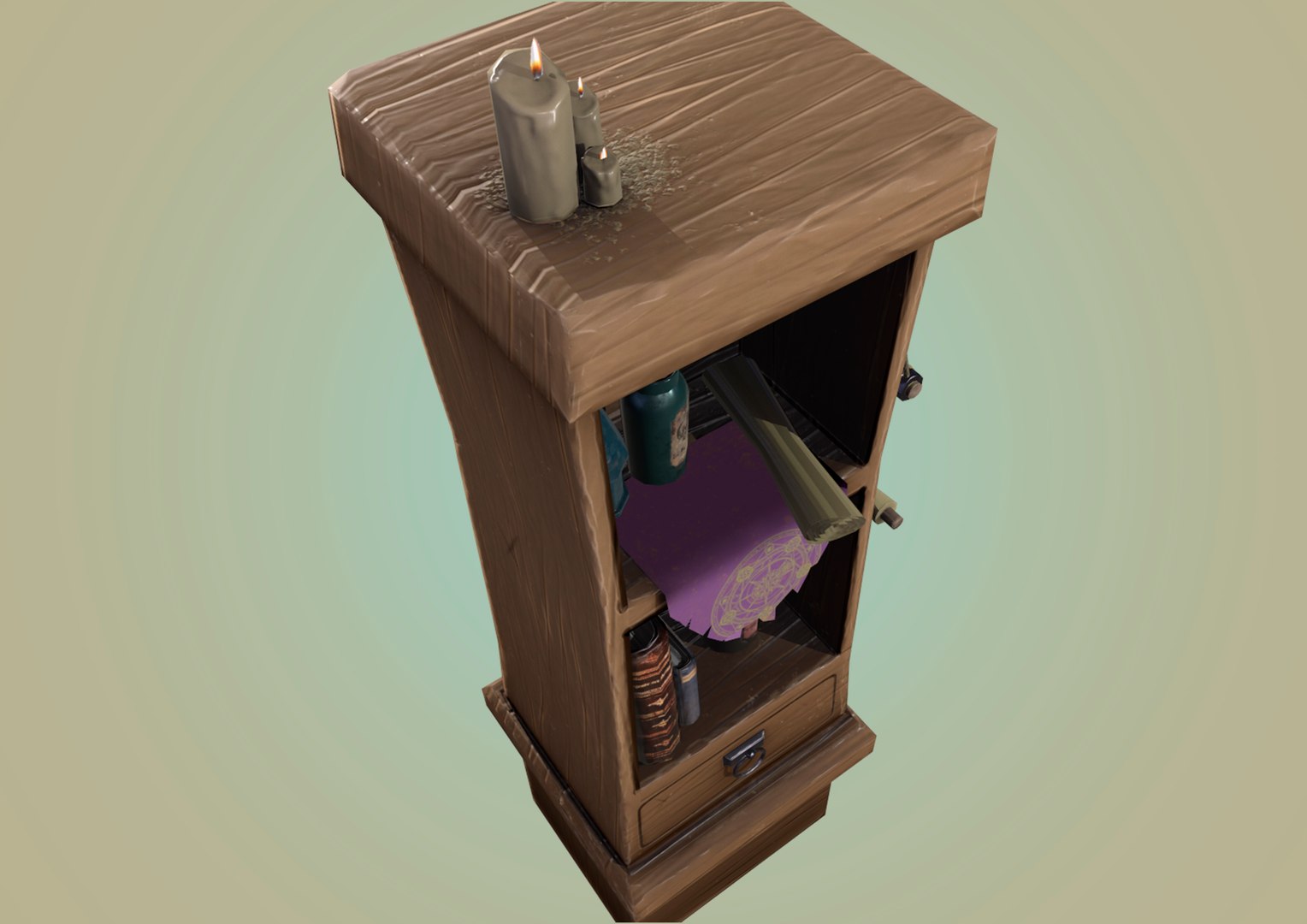 Stylized Medieval Cupboard With Items Gameready 3D Model - TurboSquid ...