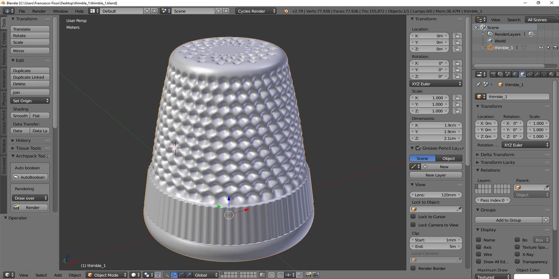 Thimble 1 3D Model - TurboSquid 1418631