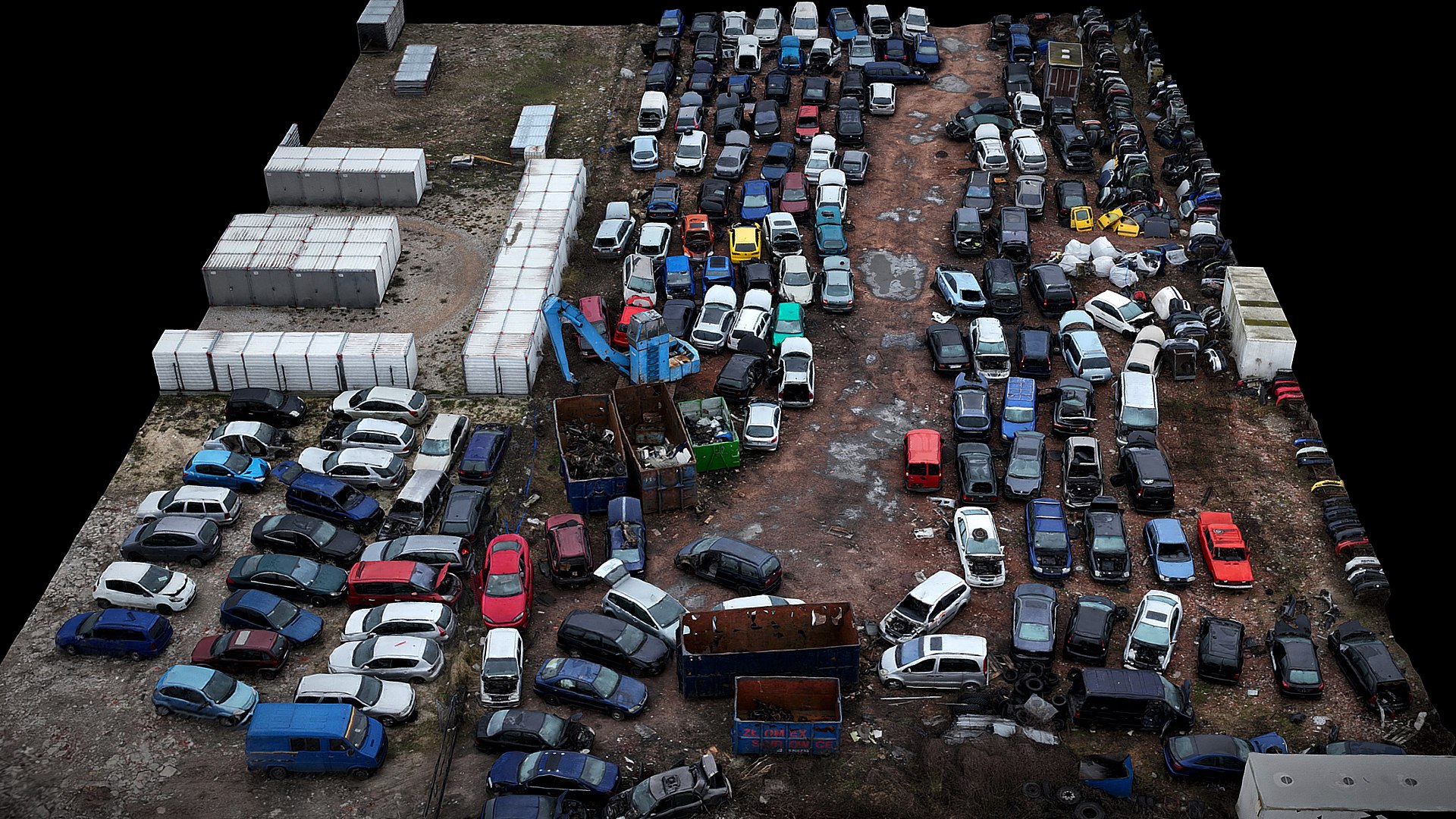 Cars Abandoned Wreckage Large Junkyard Terrain Drone Scan 3D ...