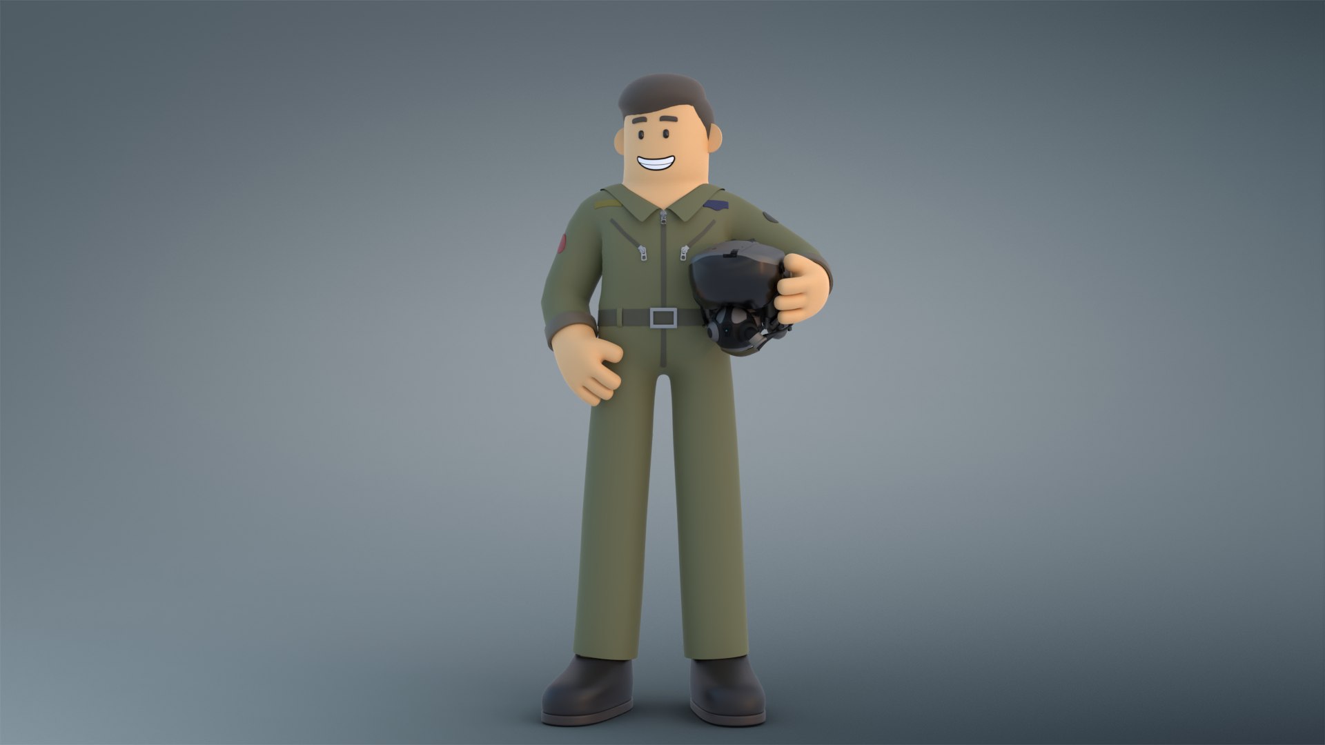3D Minimal AirForce Pilot Cartoon Character - TurboSquid 2089306