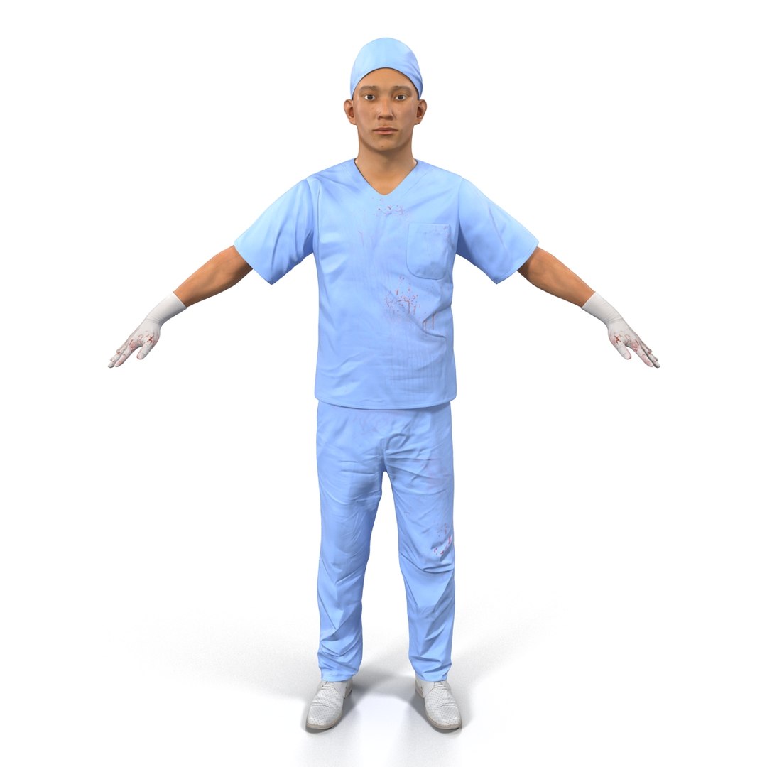3d male surgeon asian blood