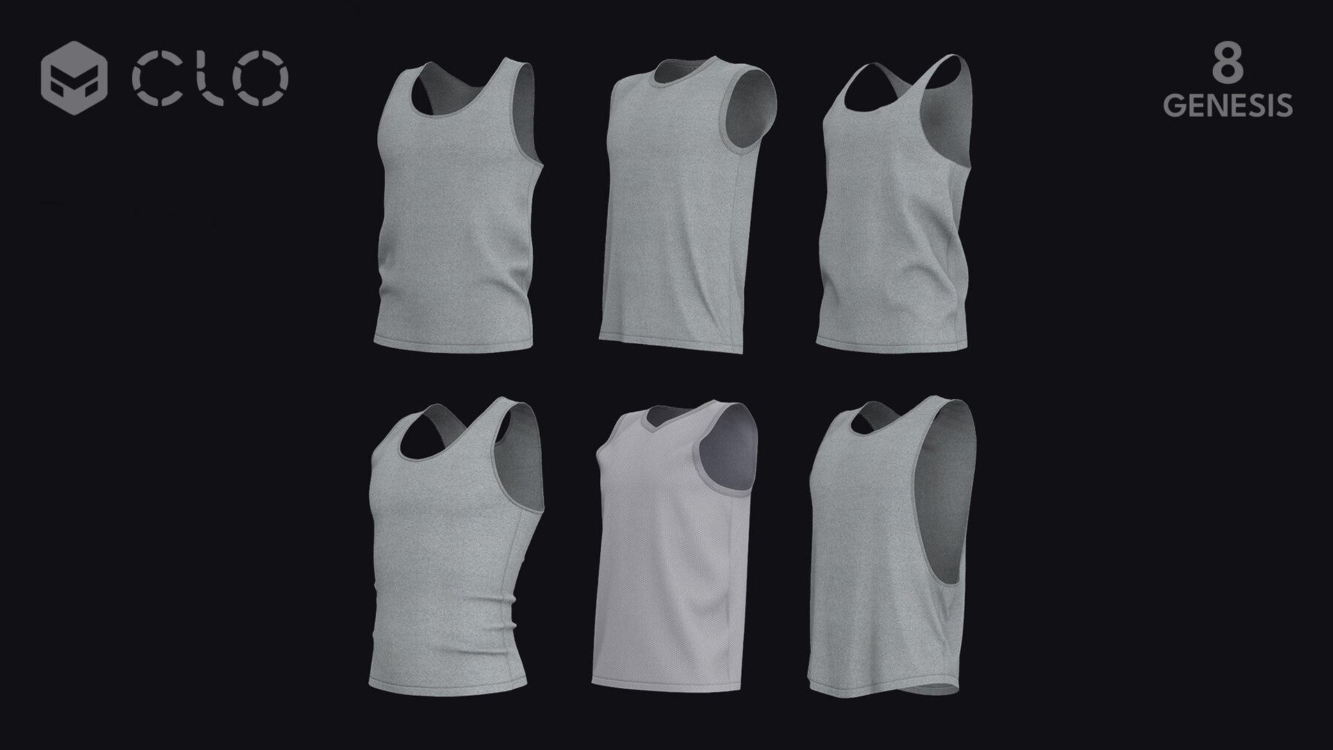 3D BASIC MALE TANK TOPS PACK Genesis 8 Zprj Obj Highpoly Model ...