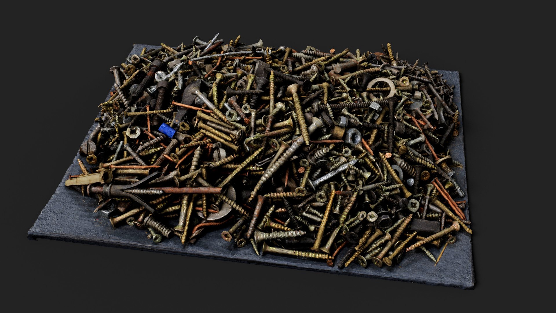 Metal Debris Screws Pile PBR Photogrammetry Model - TurboSquid 2502092