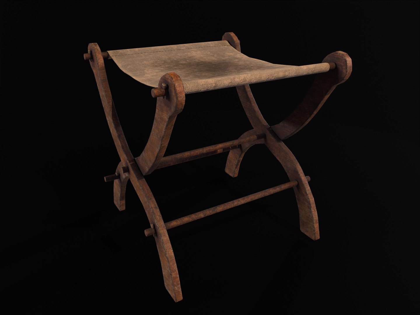 3D model Old Medieval Stool - Chair - TurboSquid 2118405