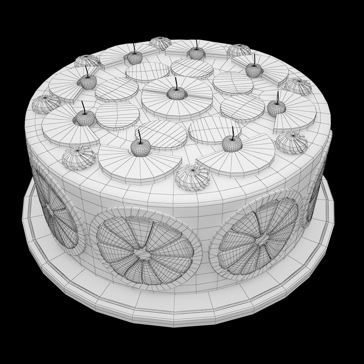 3d fruit cake model