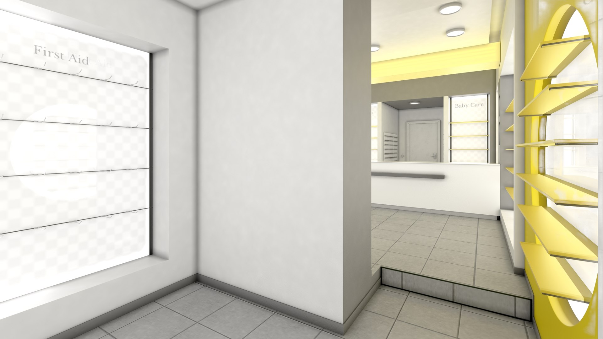 3D Drugstore Interior Yellow - TurboSquid 2209656