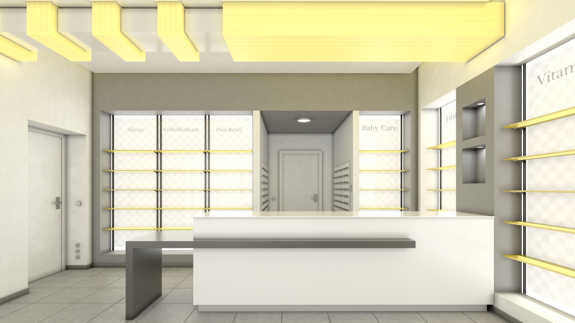 3D Drugstore Interior Yellow - TurboSquid 2209656