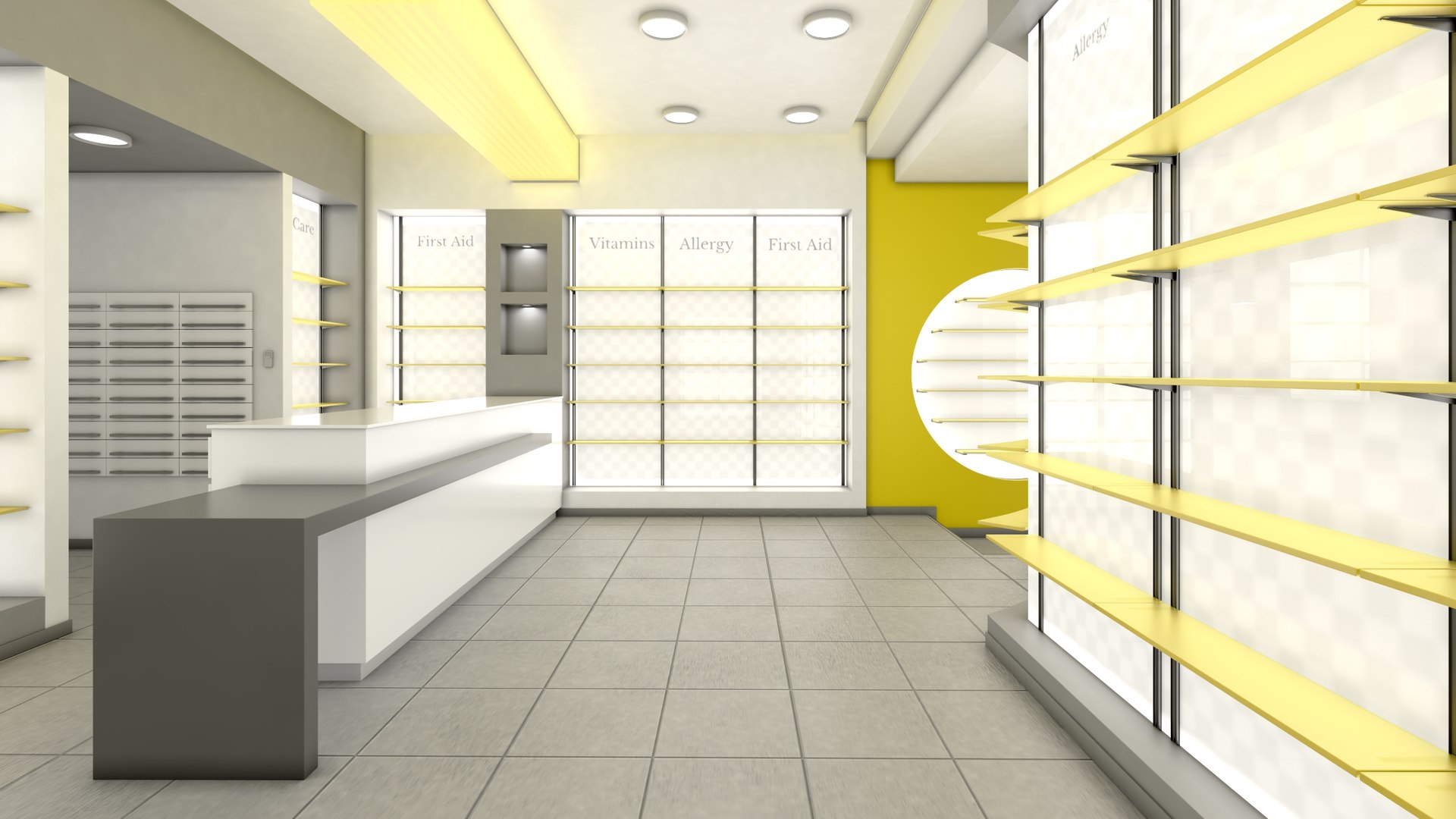 3D Drugstore Interior Yellow - TurboSquid 2209656
