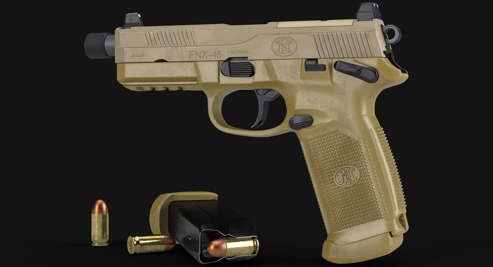 3D Fn Fnx-45 Tactical Pistol Model - TurboSquid 1165688