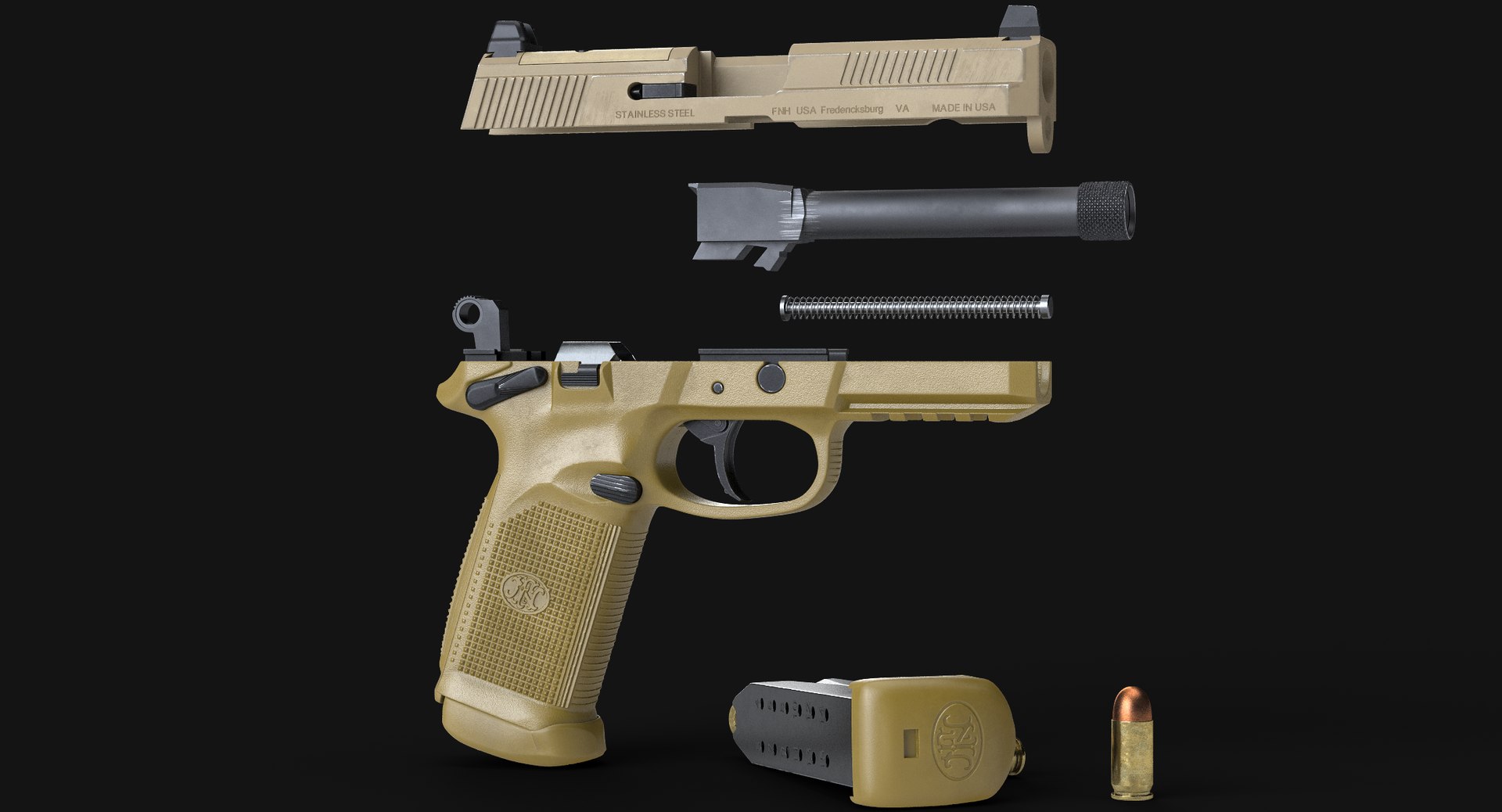 3D fn fnx-45 tactical pistol model - TurboSquid 1165688