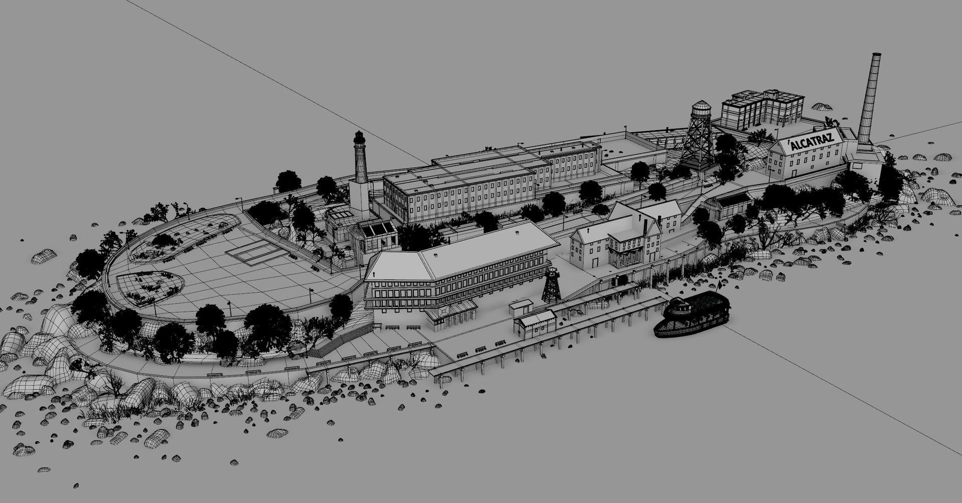 Alcatraz Island Penitentiary Prison 3D - TurboSquid 1365543