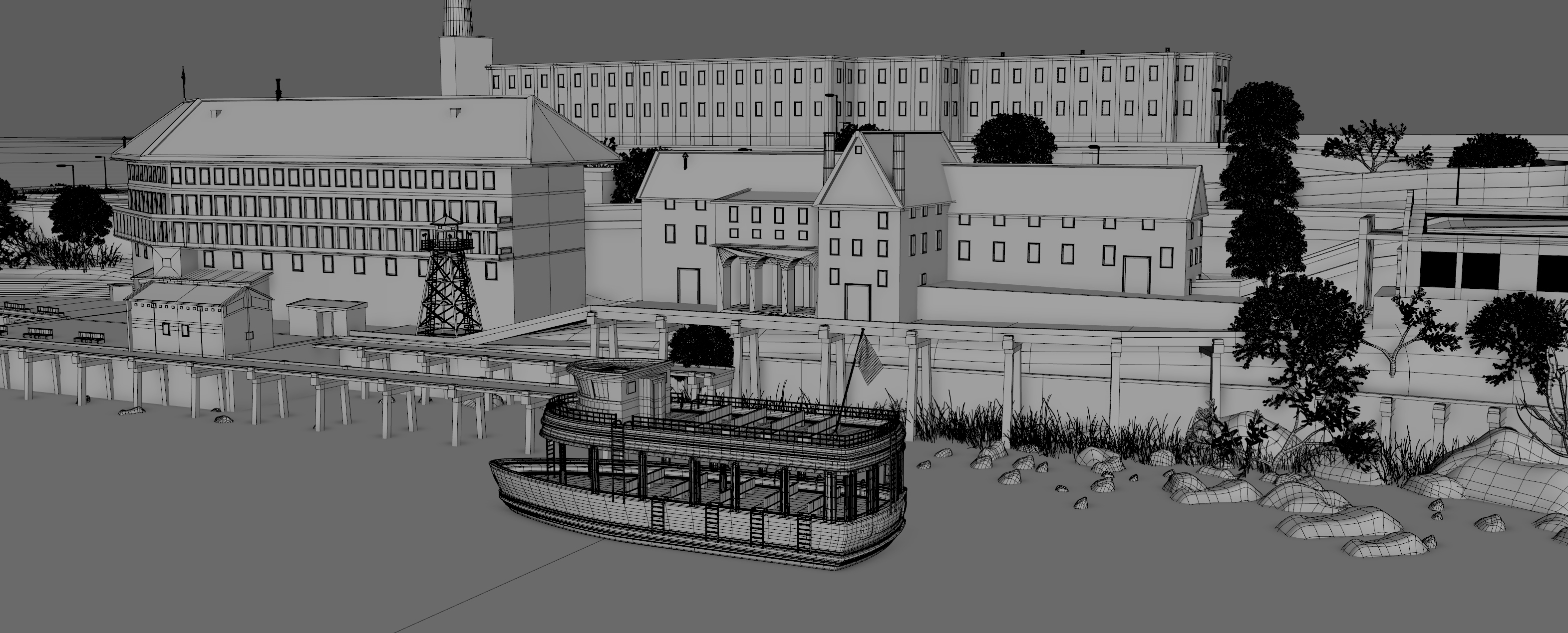 Alcatraz island penitentiary prison 3D - TurboSquid 1365543