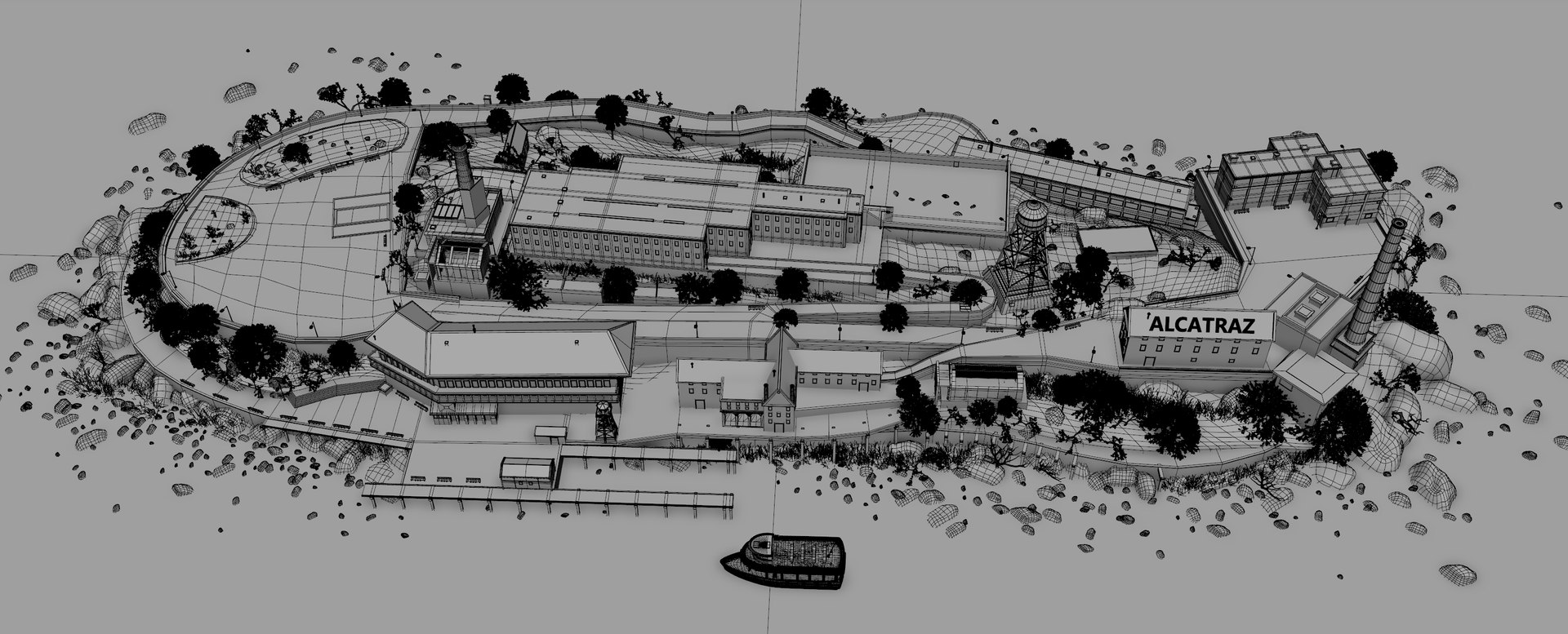 Alcatraz island penitentiary prison 3D - TurboSquid 1365543