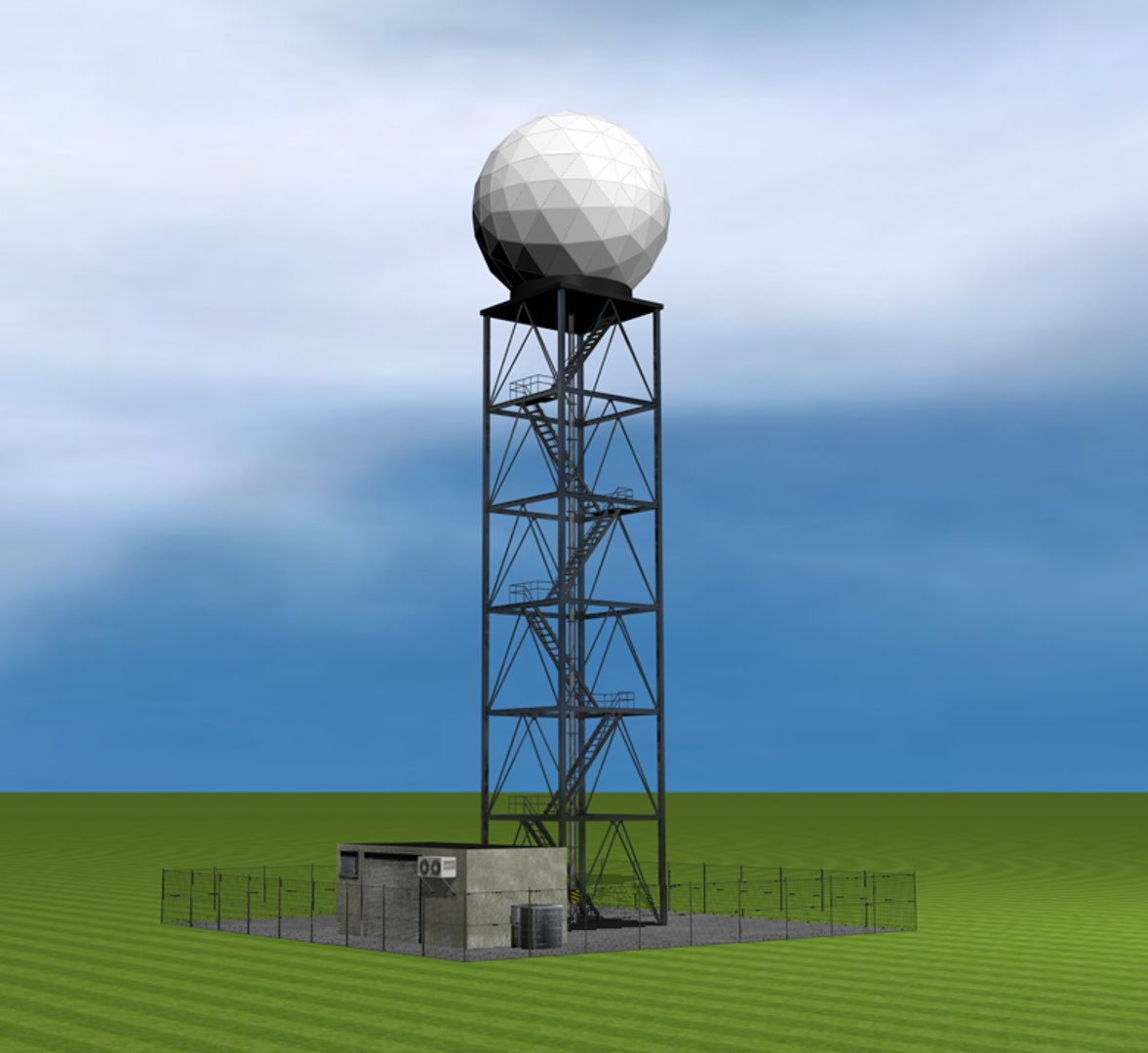 3d Weather Doppler Radar Tower Model