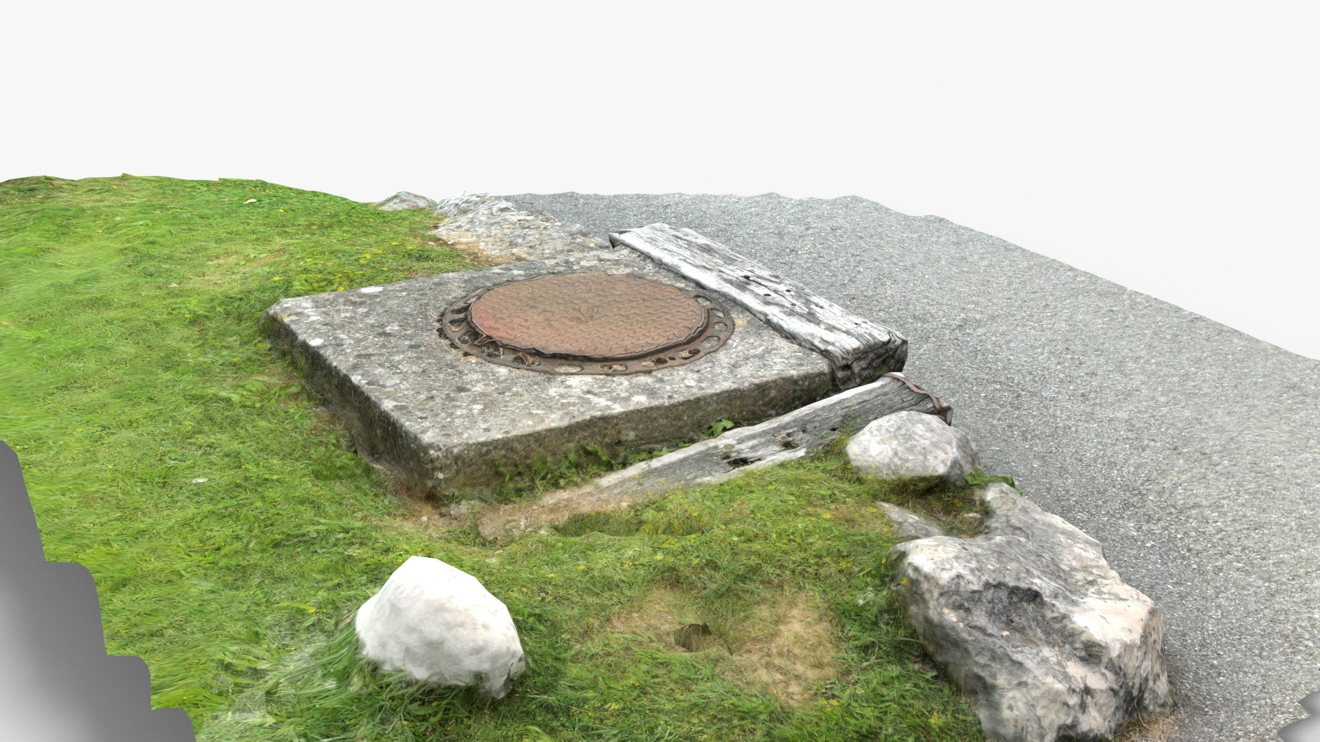 Manhole cover wood and rock 3D - TurboSquid 1770387