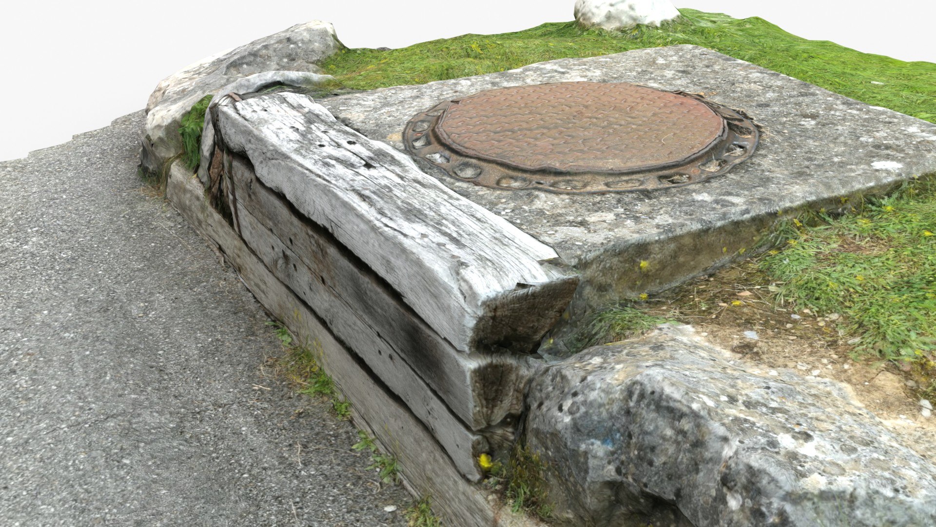 Manhole cover wood and rock 3D - TurboSquid 1770387