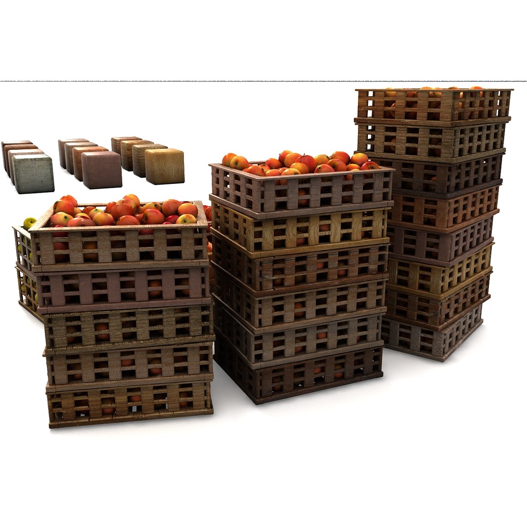 Crate Apples 3d Model