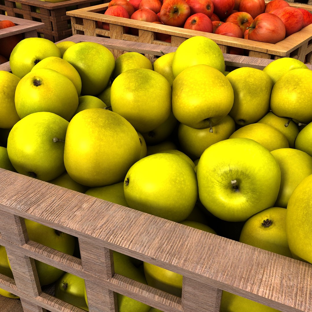 Crate Apples 3d Model