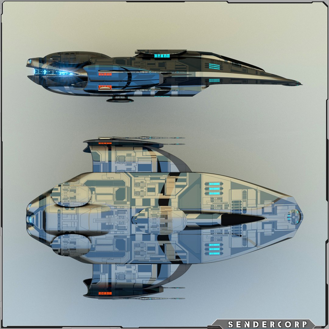 3d gunship spaceship