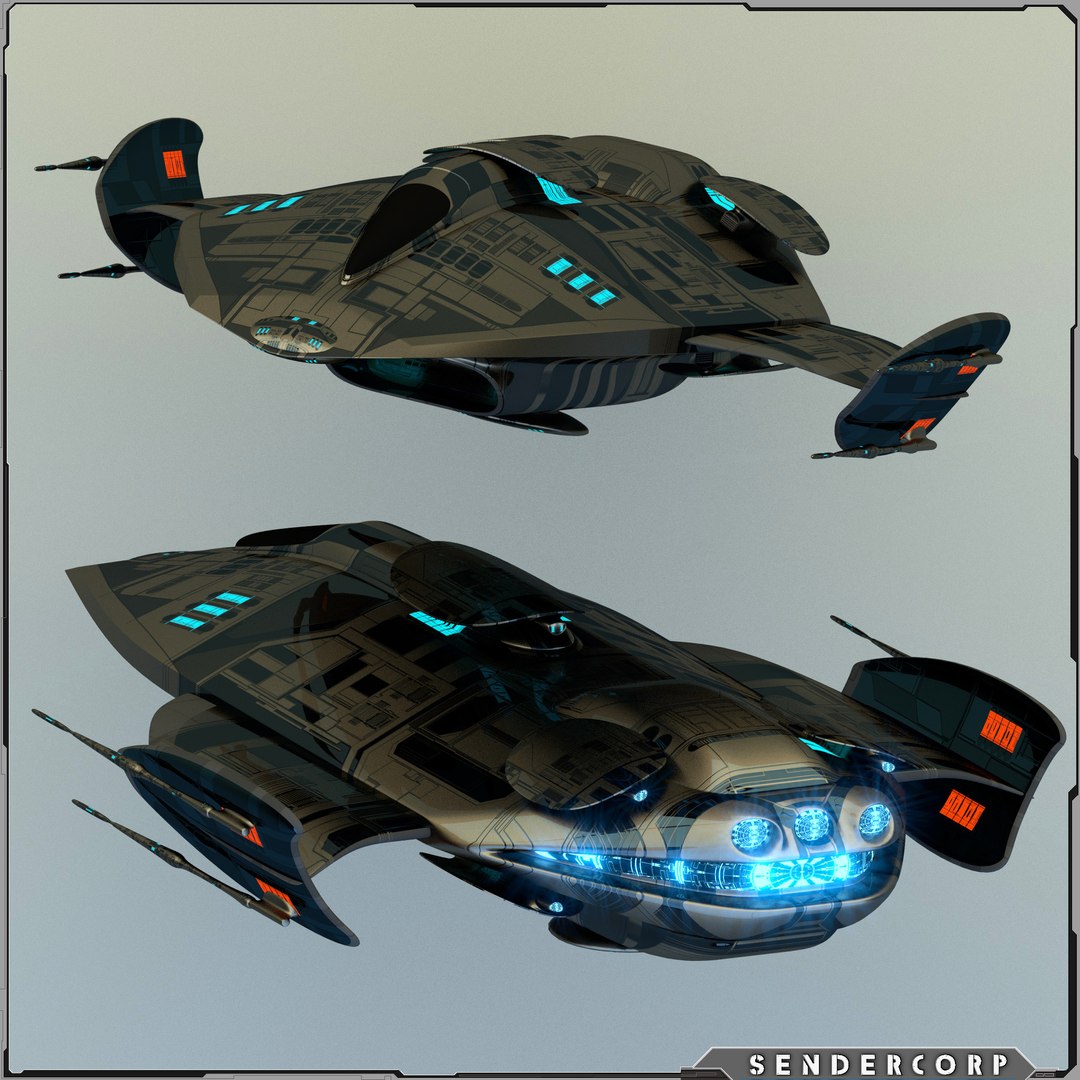3d gunship spaceship