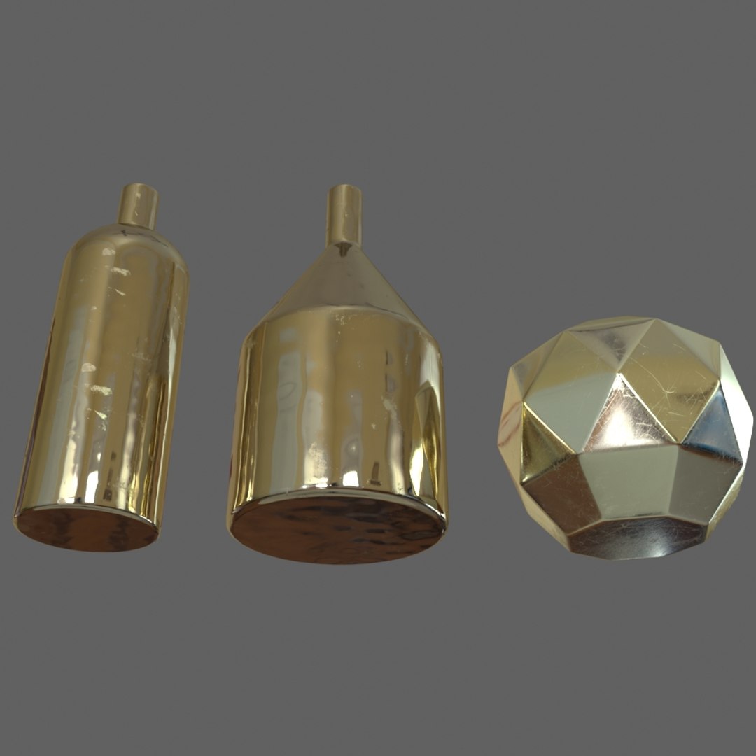 3d golden vases