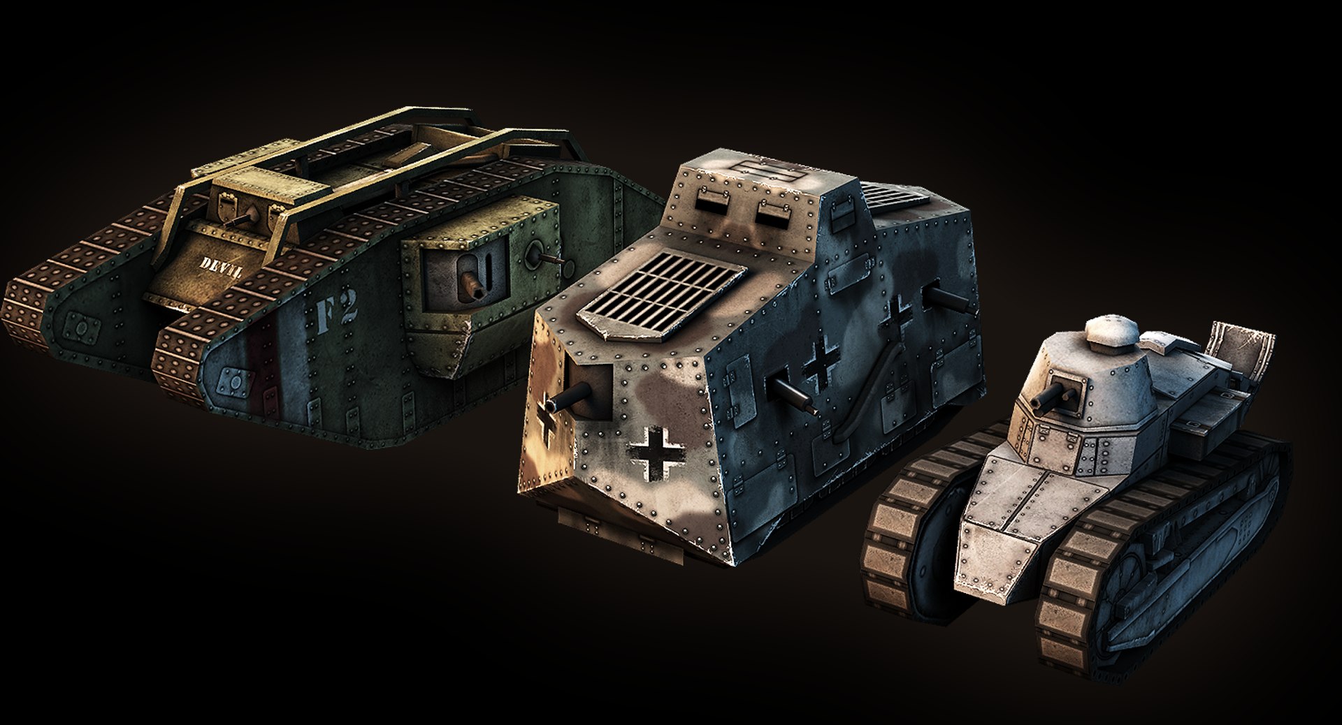 3d 3ds world war tank