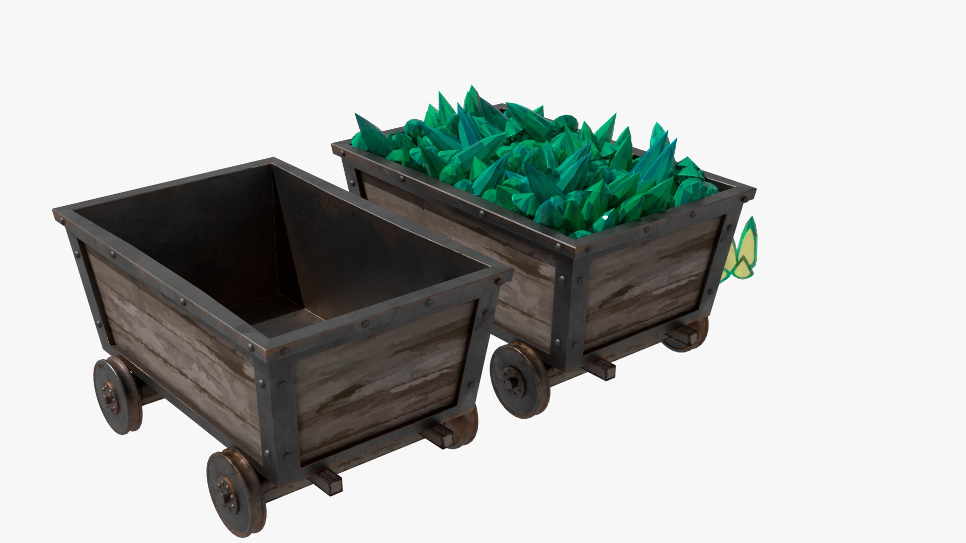3D Cartoon Mining Cart - TurboSquid 2106375