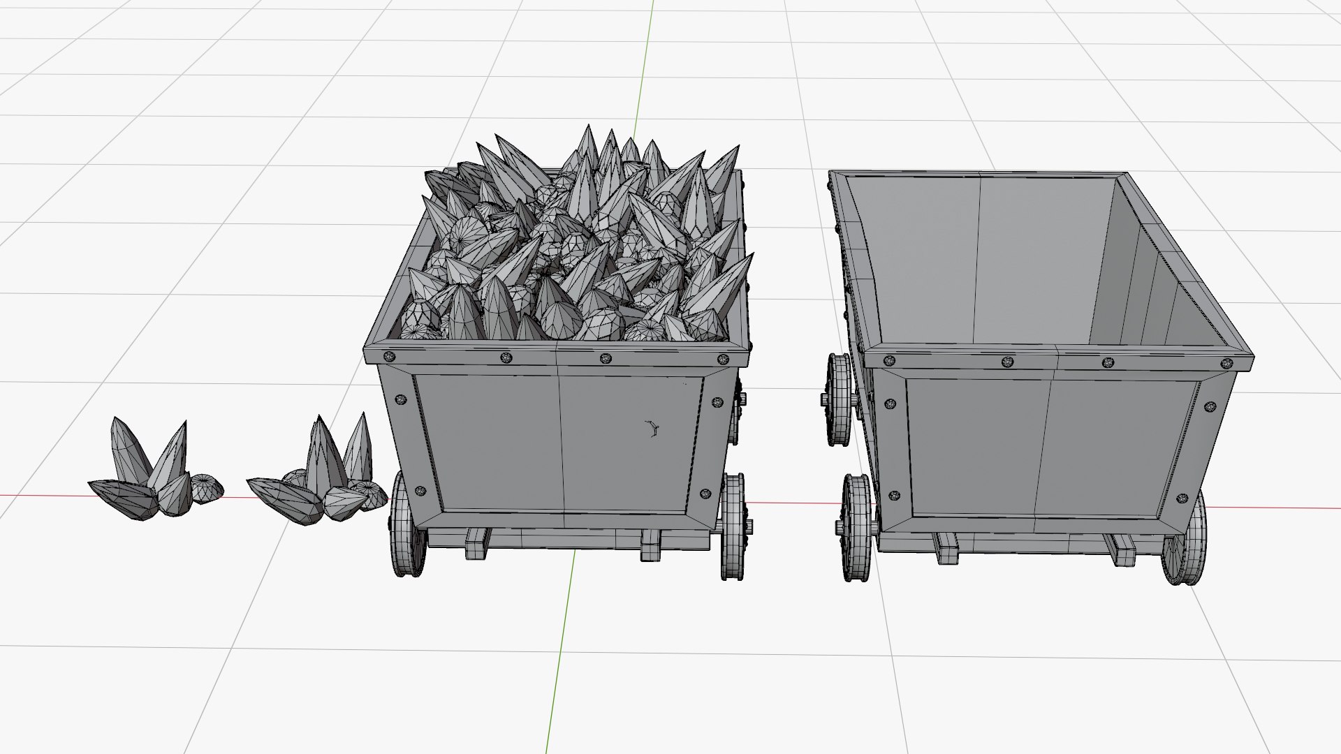 3D Cartoon Mining Cart - TurboSquid 2106375