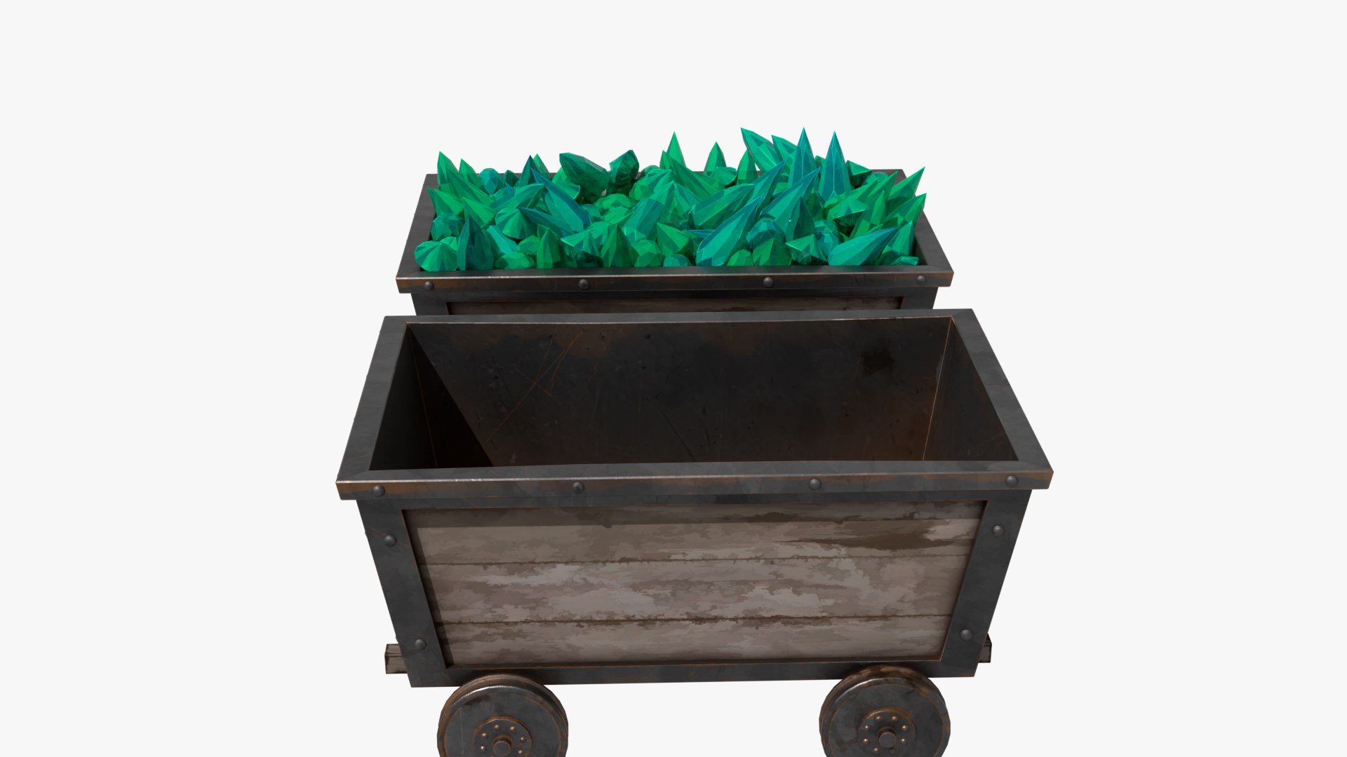 3D Cartoon Mining Cart - TurboSquid 2106375