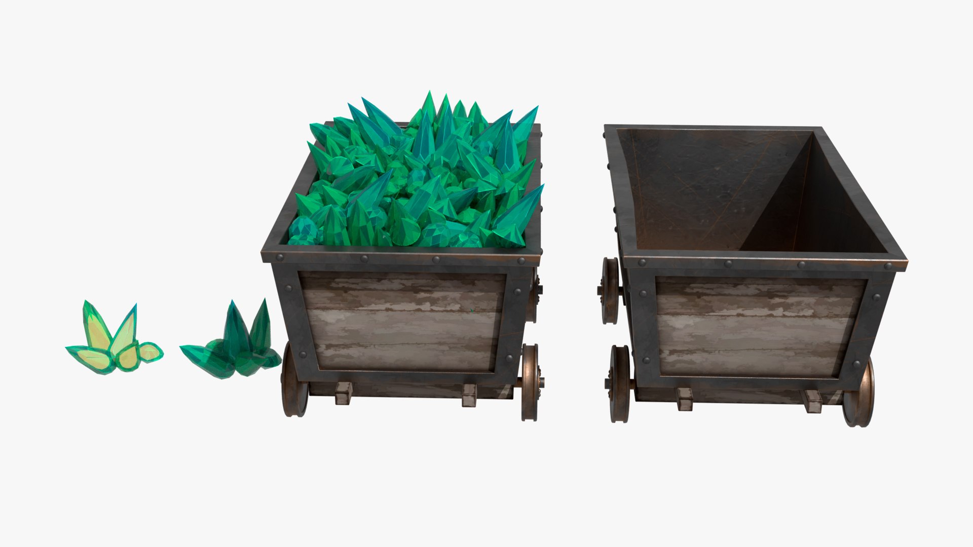 3D Cartoon Mining Cart - TurboSquid 2106375
