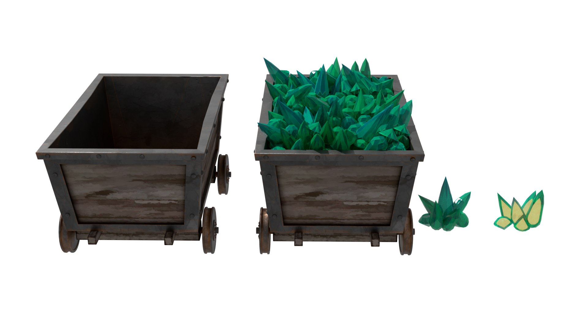 3D Cartoon Mining Cart - TurboSquid 2106375