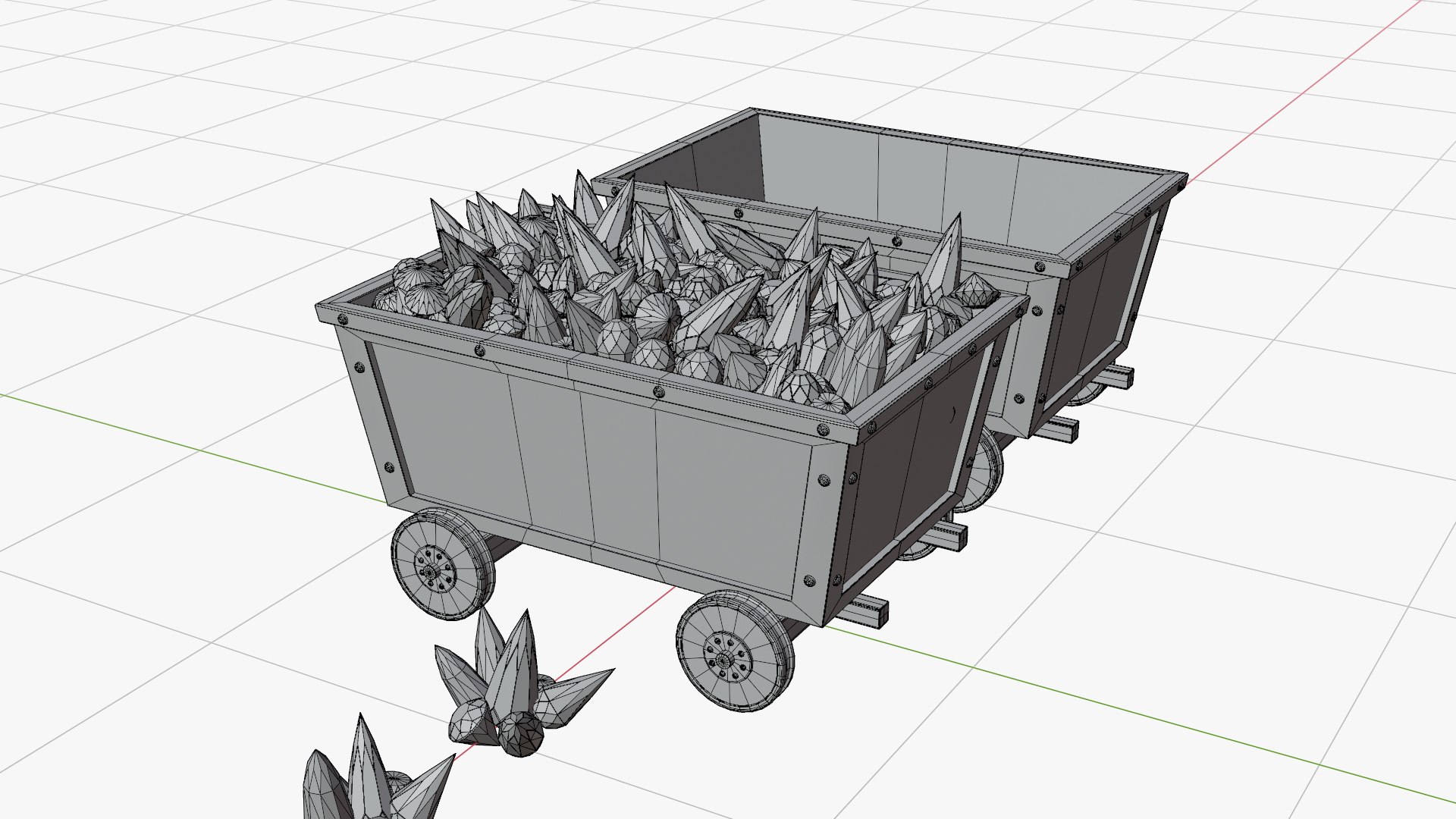3D Cartoon Mining Cart - TurboSquid 2106375