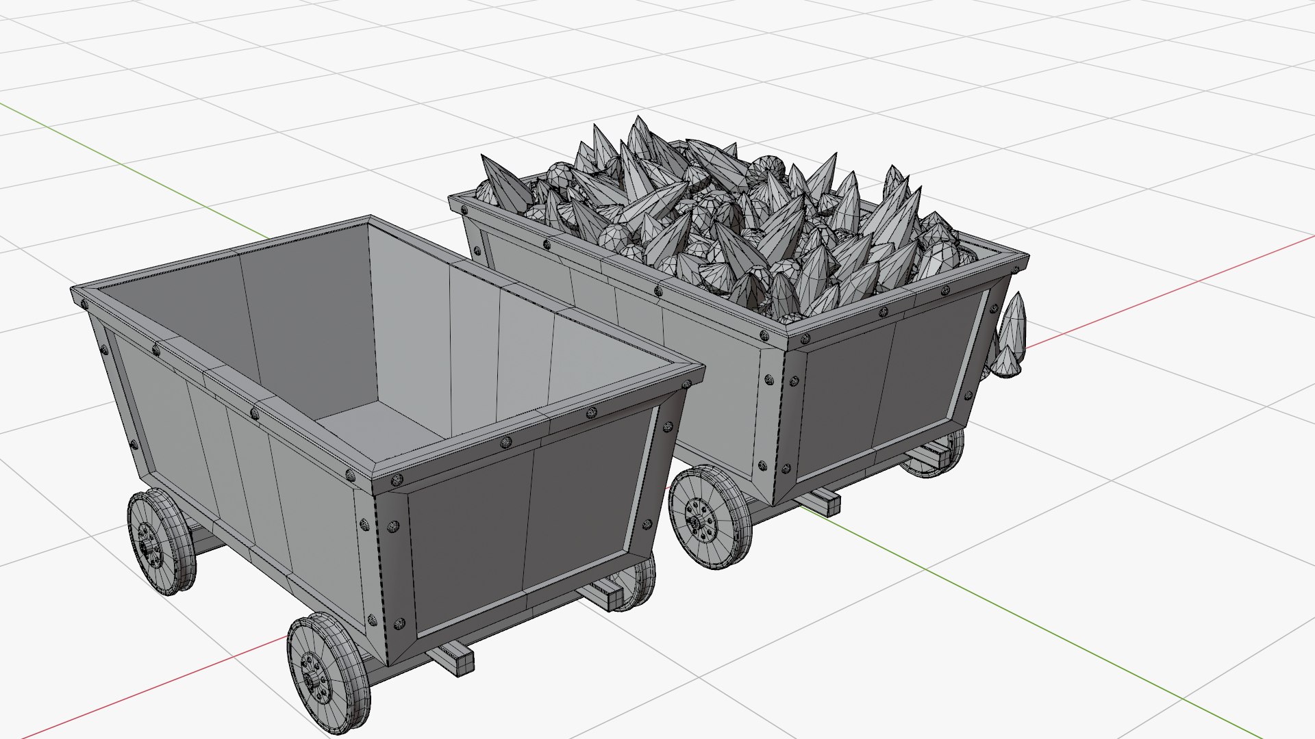 3D Cartoon Mining Cart - TurboSquid 2106375