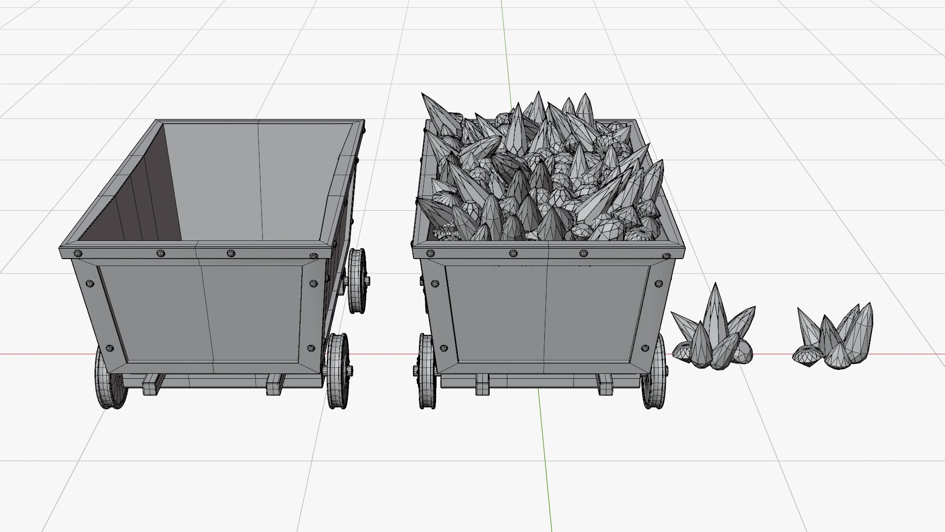3D Cartoon Mining Cart - TurboSquid 2106375