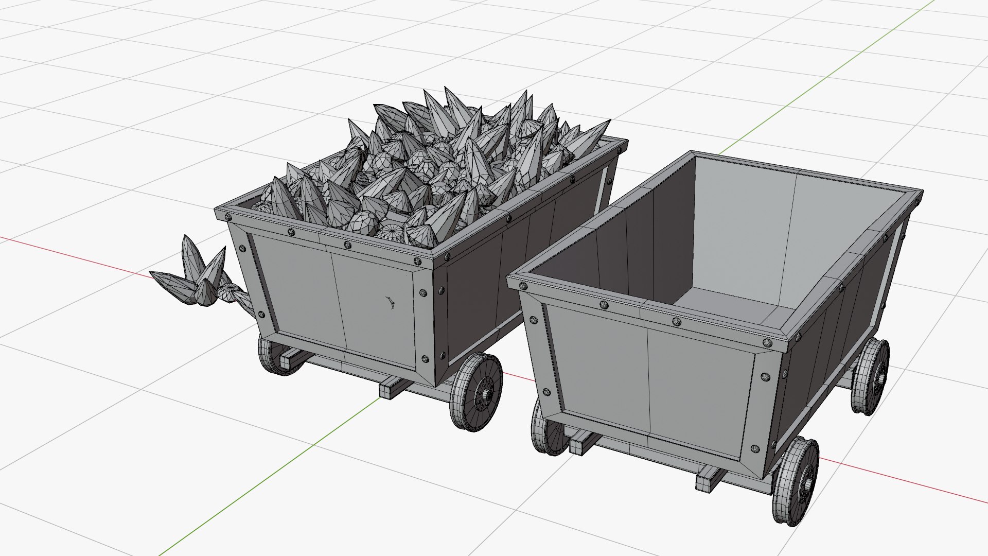 3D Cartoon Mining Cart - TurboSquid 2106375