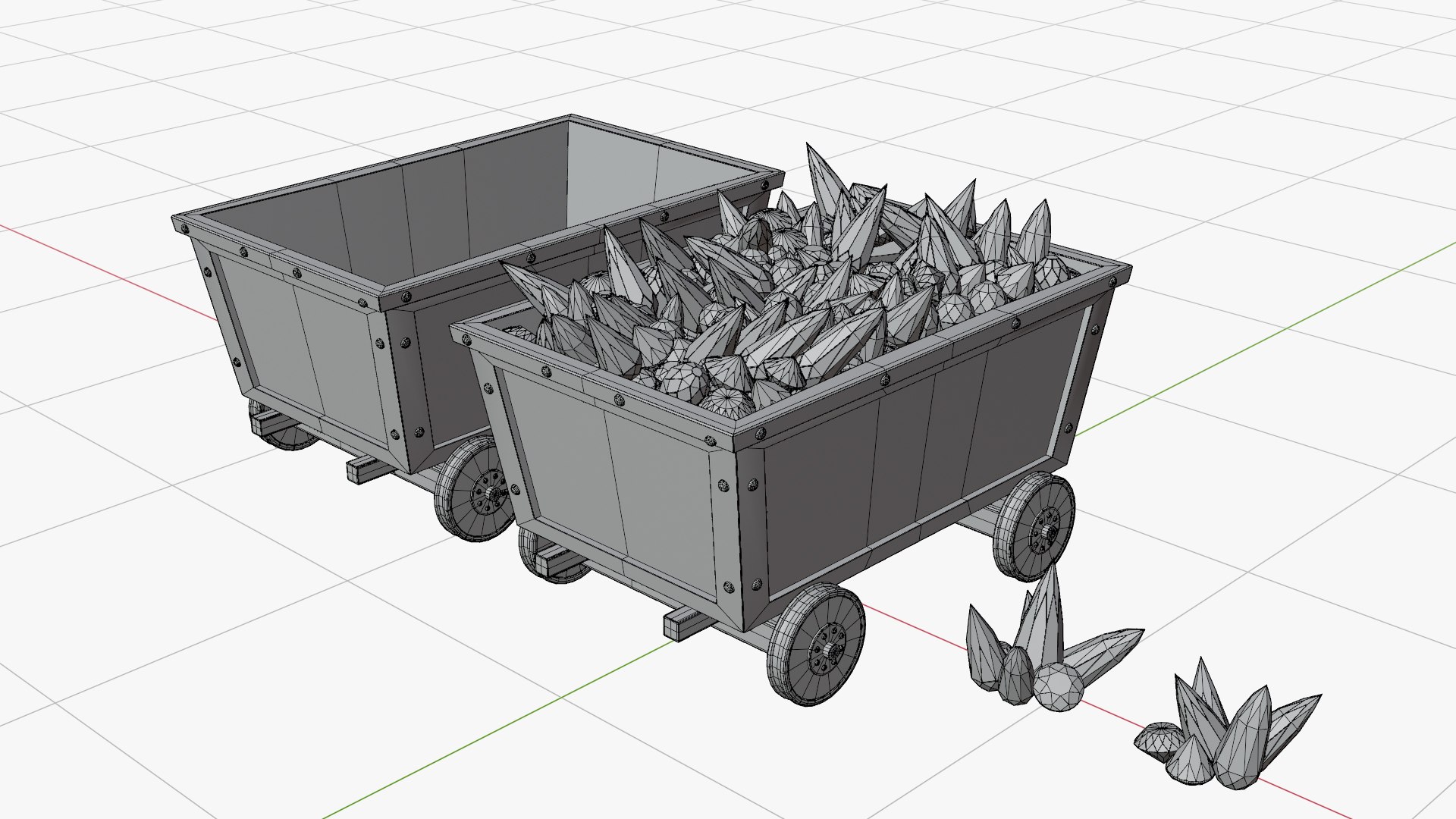3D Cartoon Mining Cart - TurboSquid 2106375