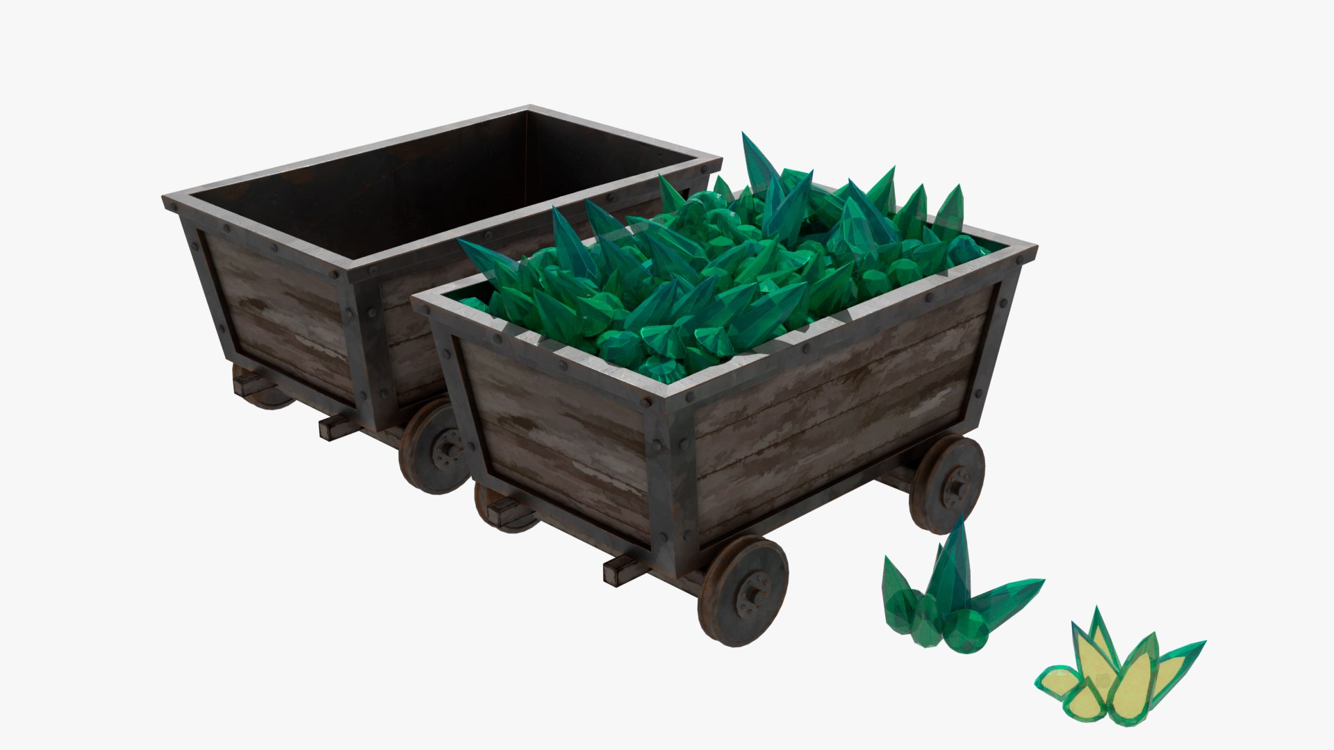 3D Cartoon Mining Cart - TurboSquid 2106375
