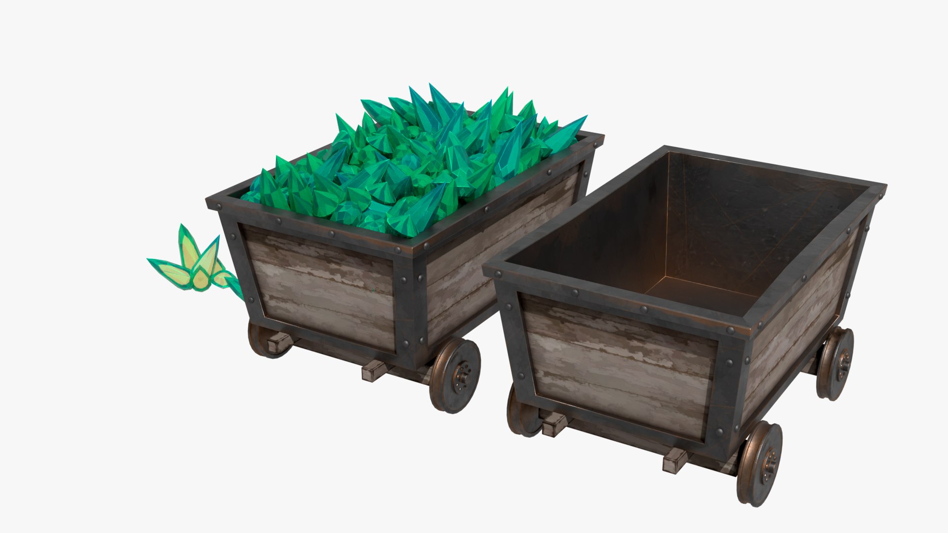 3D Cartoon Mining Cart - TurboSquid 2106375