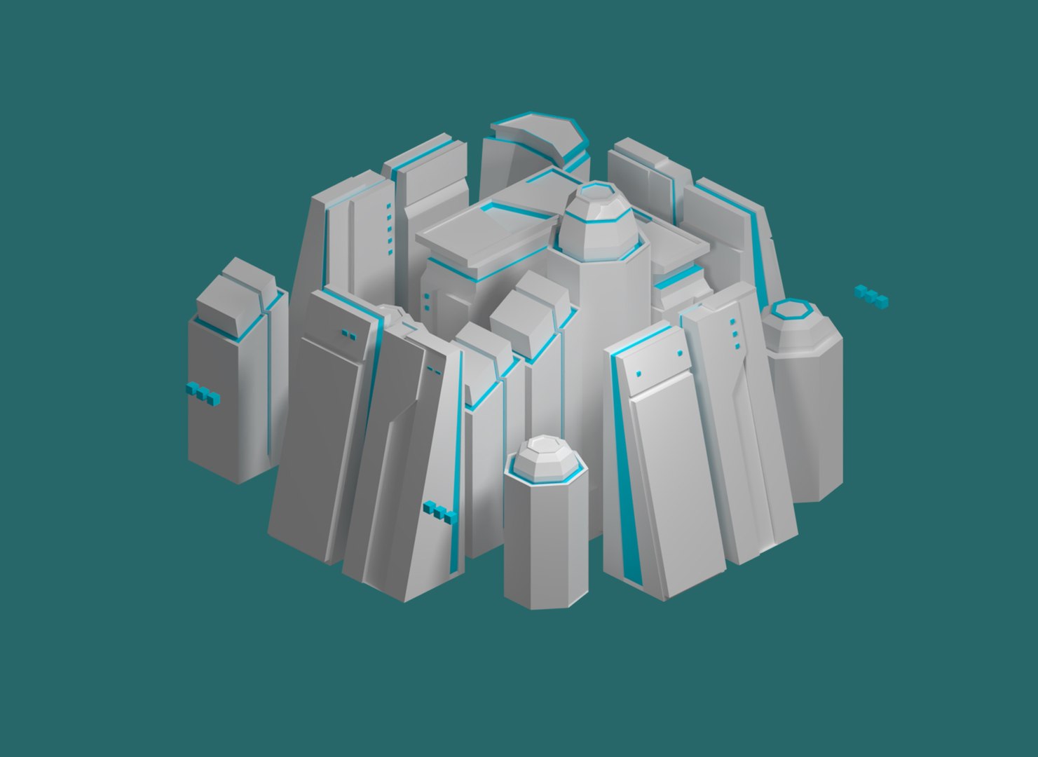 Sci-fi Isometric City Set 3D Model - TurboSquid 1545567
