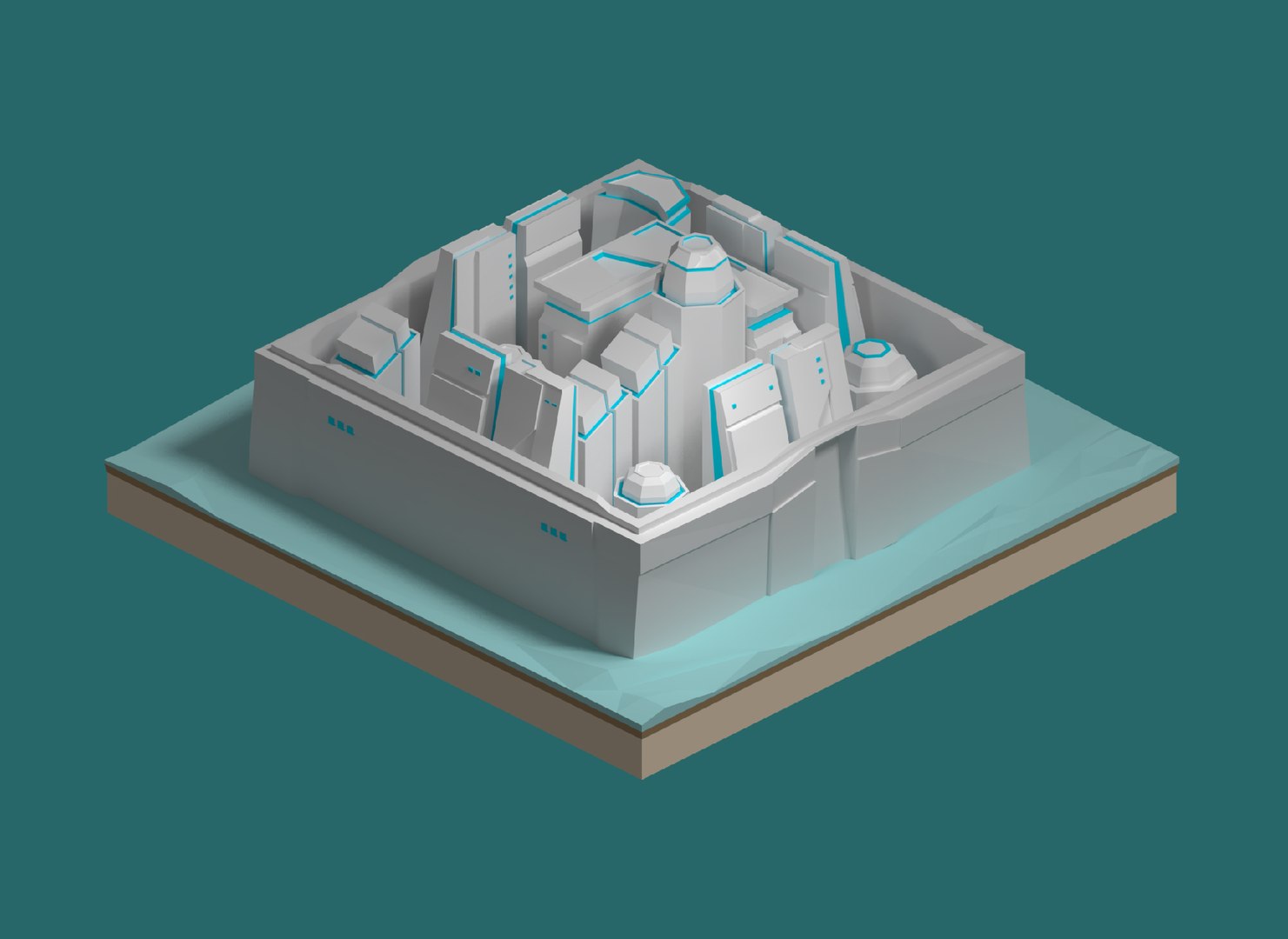 Sci-fi Isometric City Set 3D Model - TurboSquid 1545567