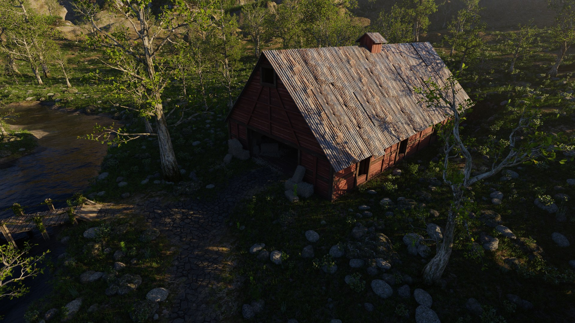 3D Medieval Pathway Scene - TurboSquid 1915616