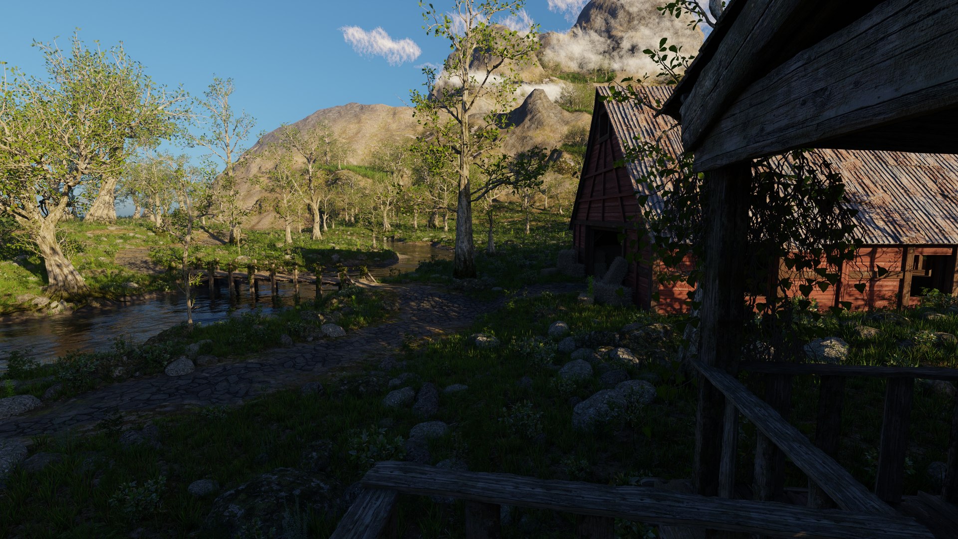 3D Medieval Pathway Scene - TurboSquid 1915616