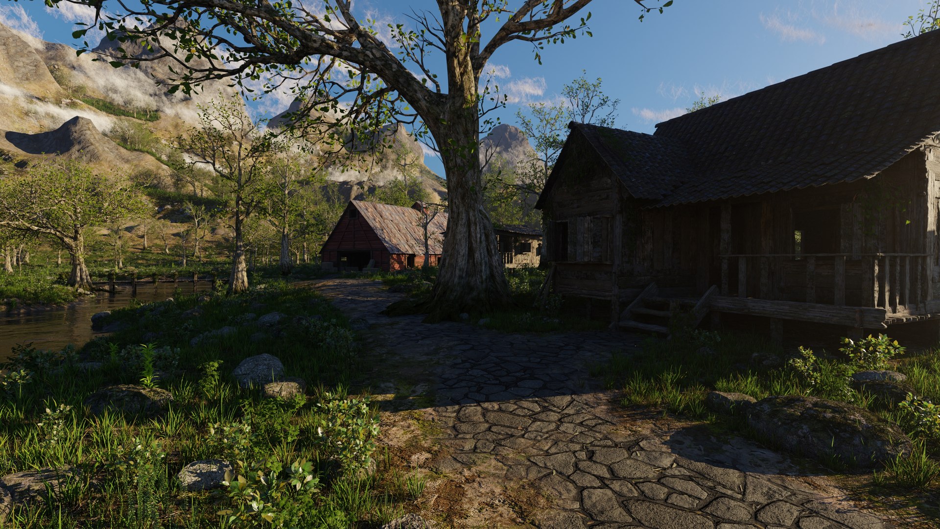 3D Medieval Pathway Scene - TurboSquid 1915616