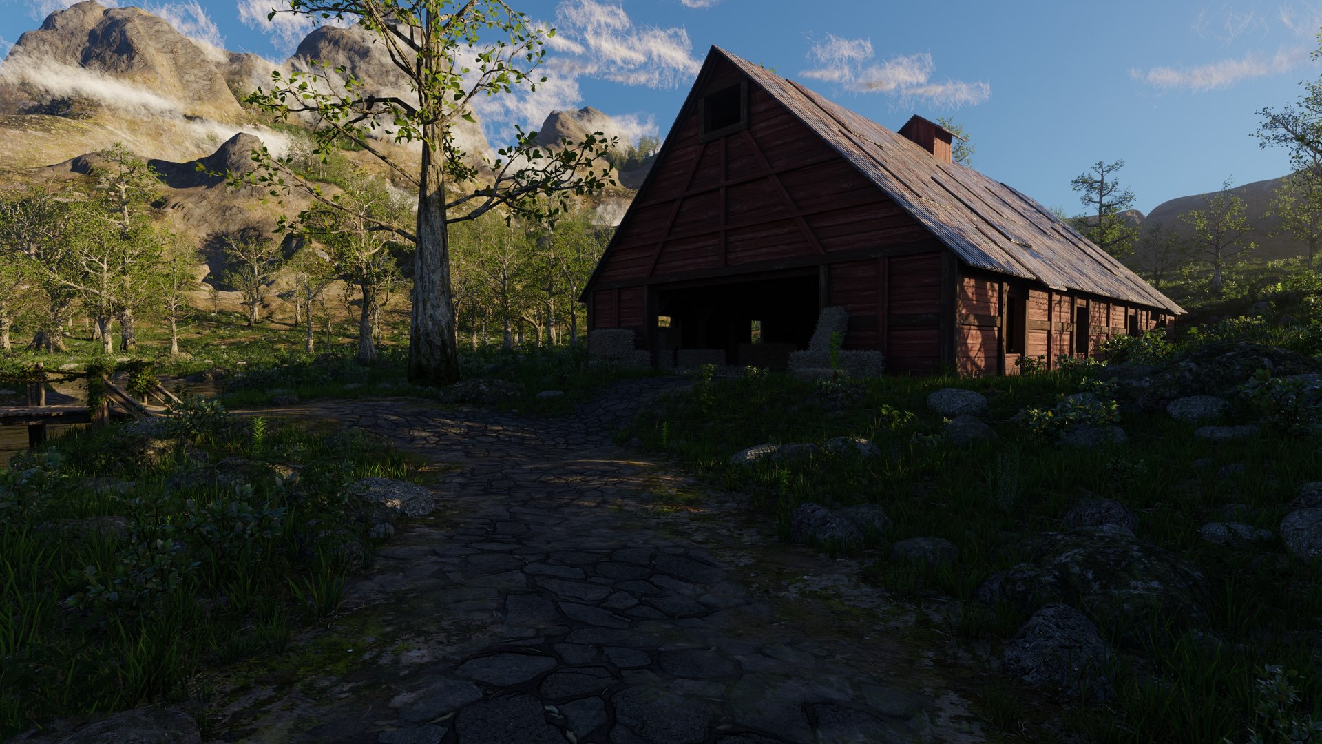 3D Medieval Pathway Scene - TurboSquid 1915616